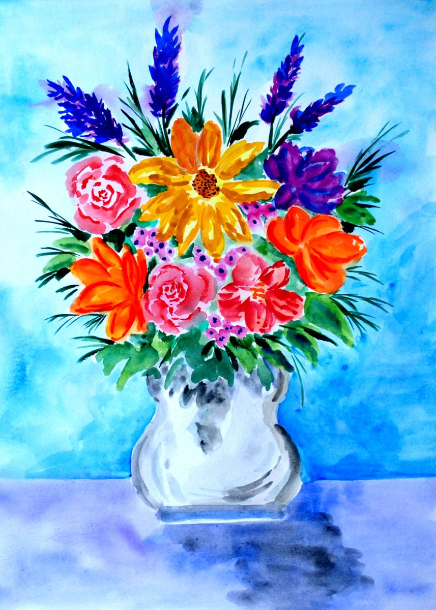 'Colorful Flowers Bouquet' Poster, picture, metal print, paint by ...
