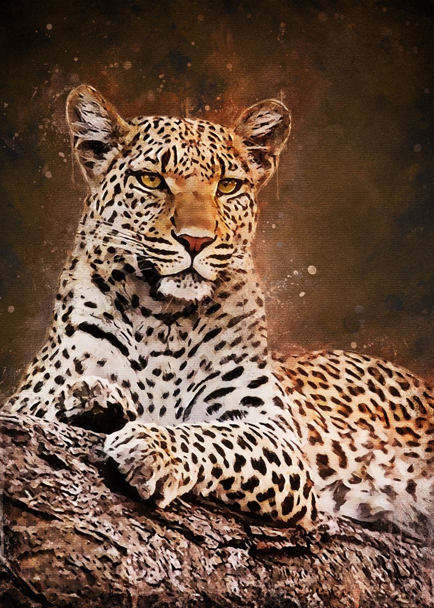 'Splatter Leopard' Poster, picture, metal print, paint by Muh Asdar ...