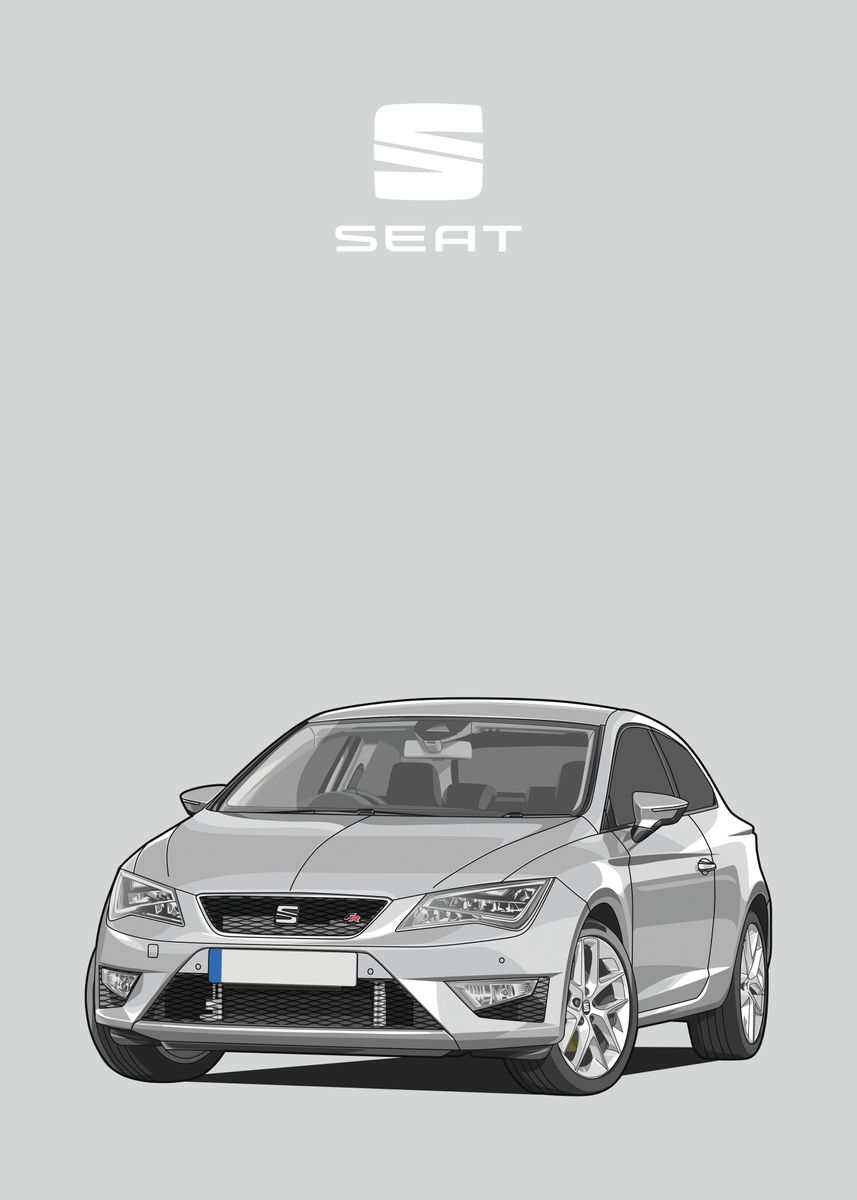 'seat leon fr white' Poster by capture art | Displate