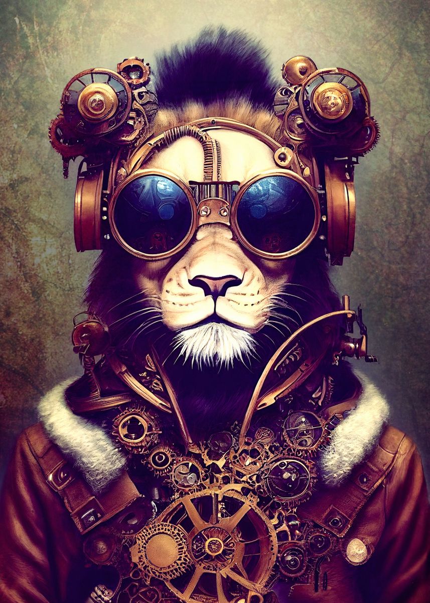 'Cyberpunk Lion' Poster, picture, metal print, paint by Tapu Vlad ...
