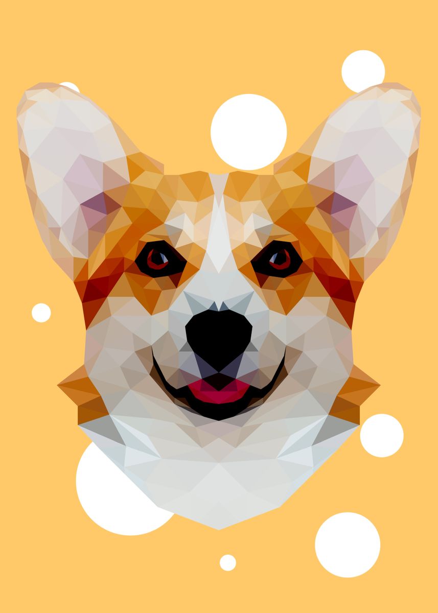 'Corgi' Poster, picture, metal print, paint by Lee Jani | Displate