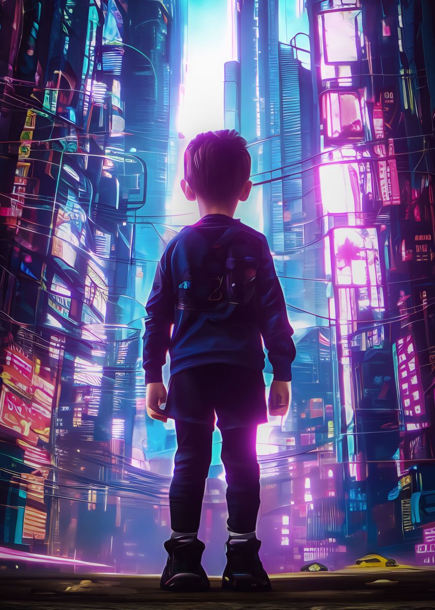'CYBER CITY 3' Poster, picture, metal print, paint by Xi Designs | Displate