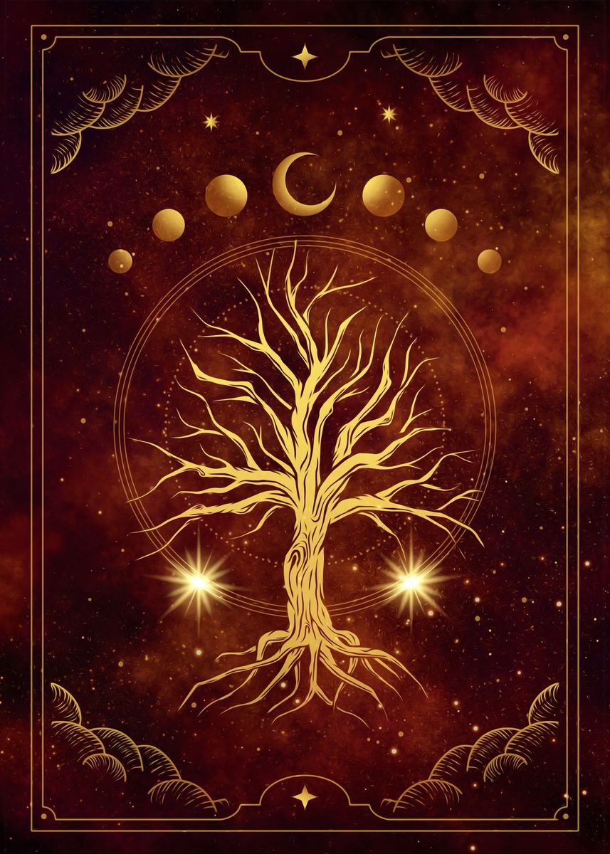 'Magical sacred tree tarot' Poster, picture, metal print, paint by ...