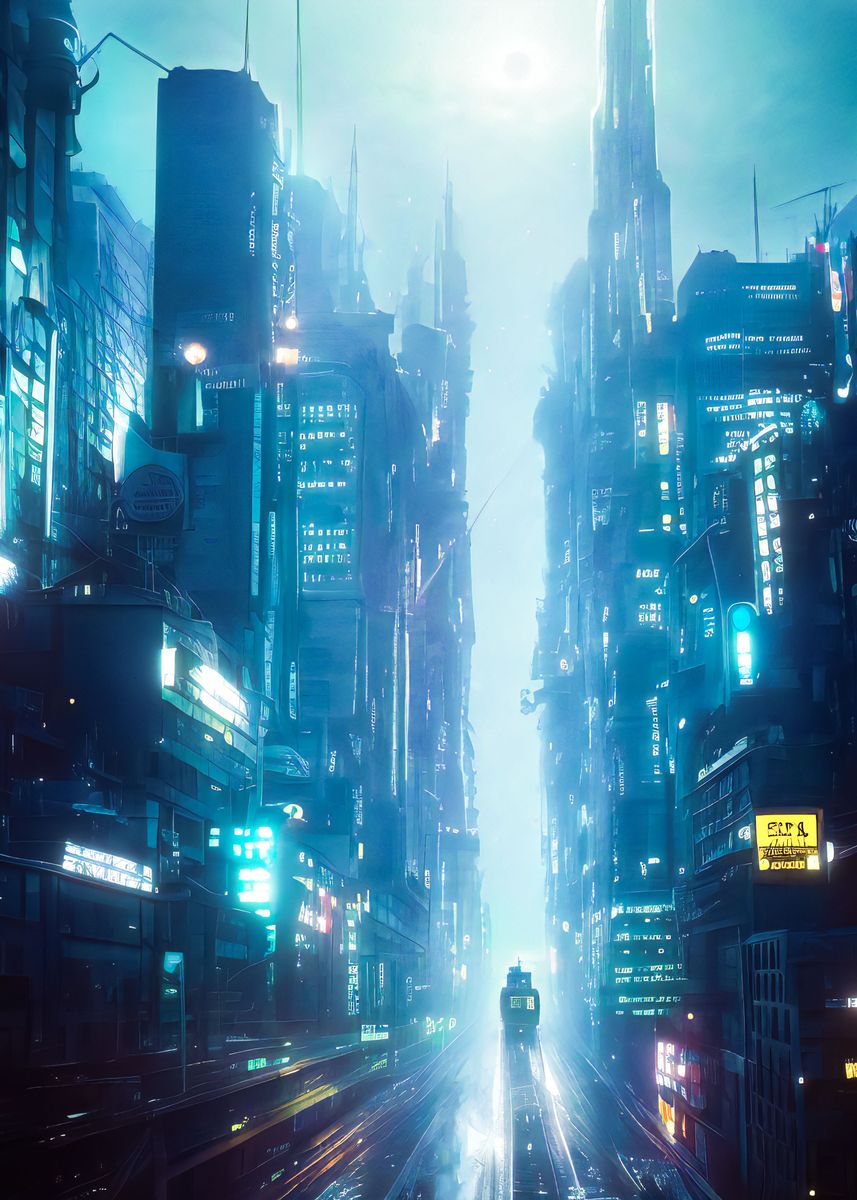 'CYBER CITY 1' Poster, picture, metal print, paint by Xi Designs | Displate