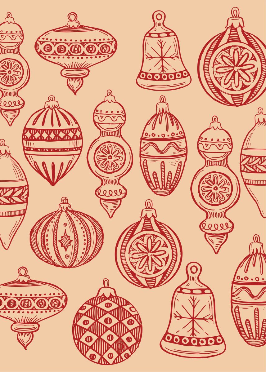 'Vintage Red Christmas ' Poster, picture, metal print, paint by EDM ...