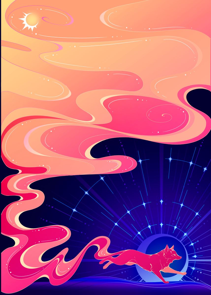 'Sunrise Fox' Poster by Venetia Jackson | Displate