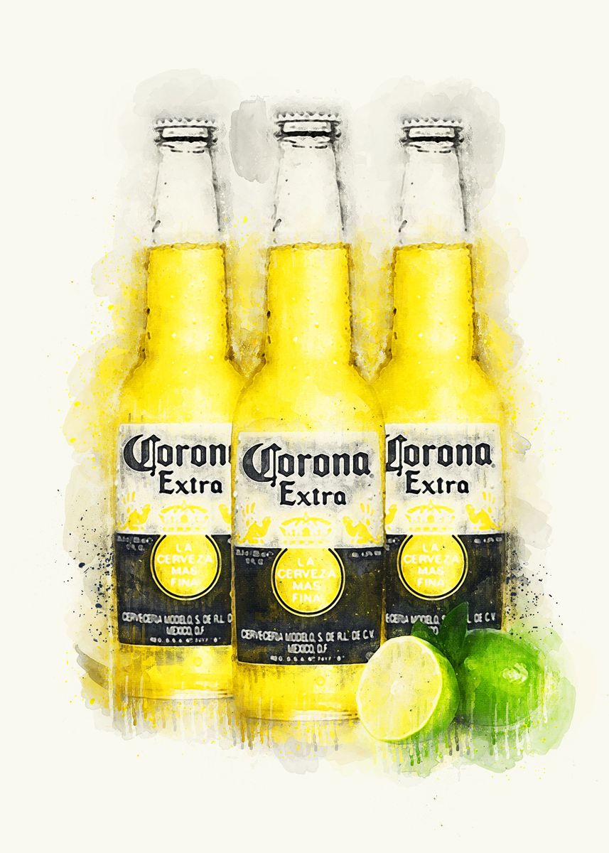 'Vintage Beer Watercolor' Poster, picture, metal print, paint by Katty | Displate