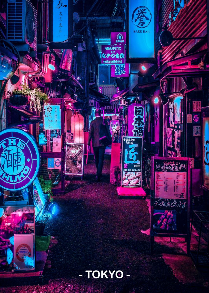 'Tokyo Street Neon' Poster, picture, metal print, paint by Noto ...