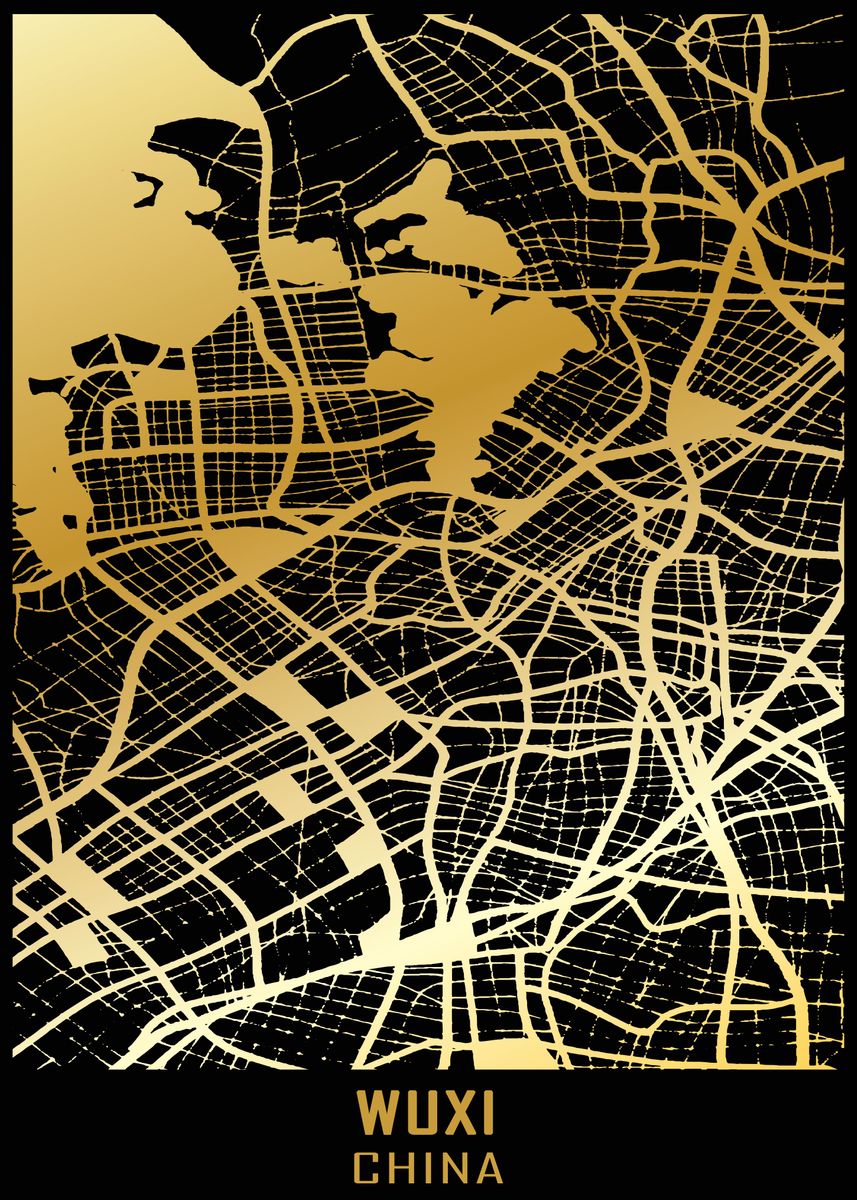 'Wuxi China City Map' Poster, picture, metal print, paint by ...