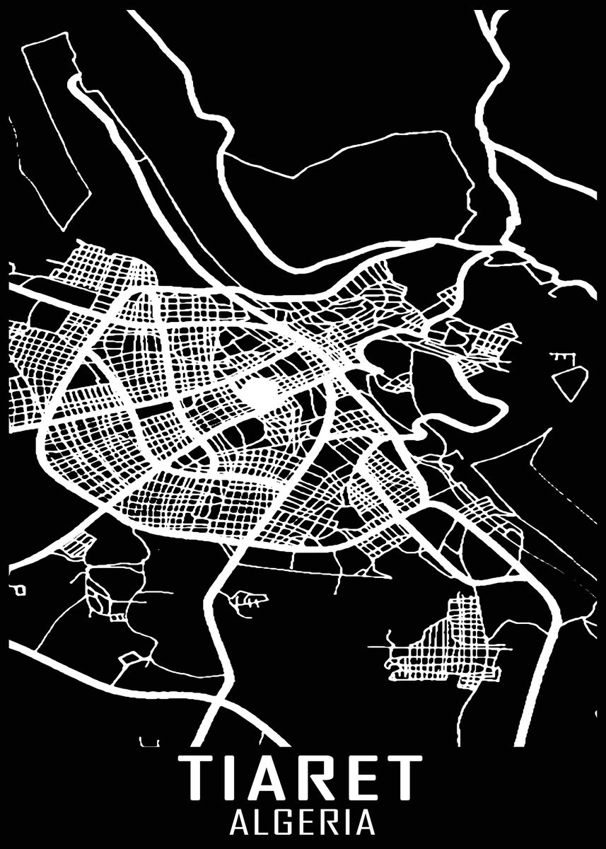 'Tiaret Algeria City Map' Poster, picture, metal print, paint by ...