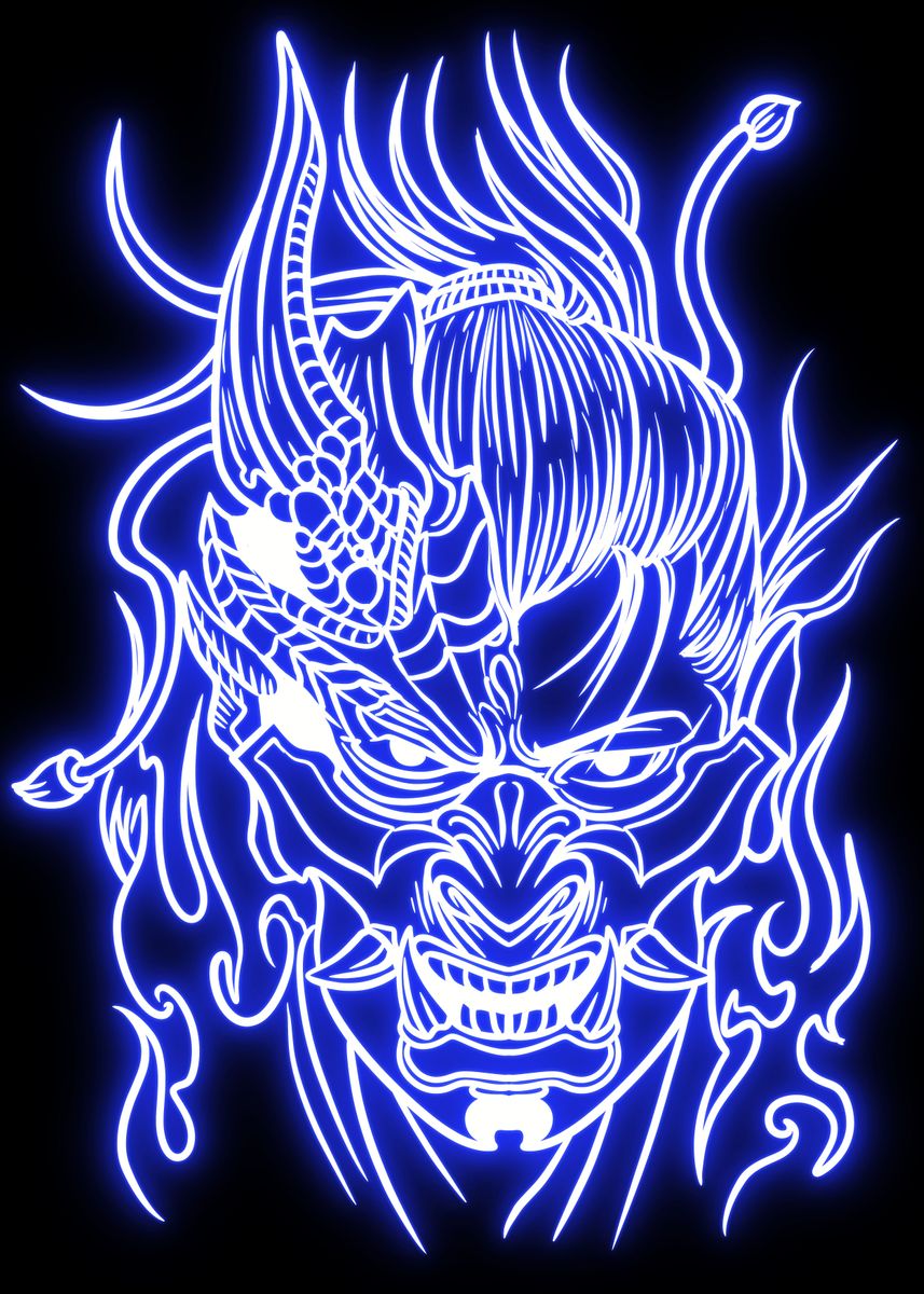 'Samurai neon' Poster, picture, metal print, paint by Pegasus Art ...