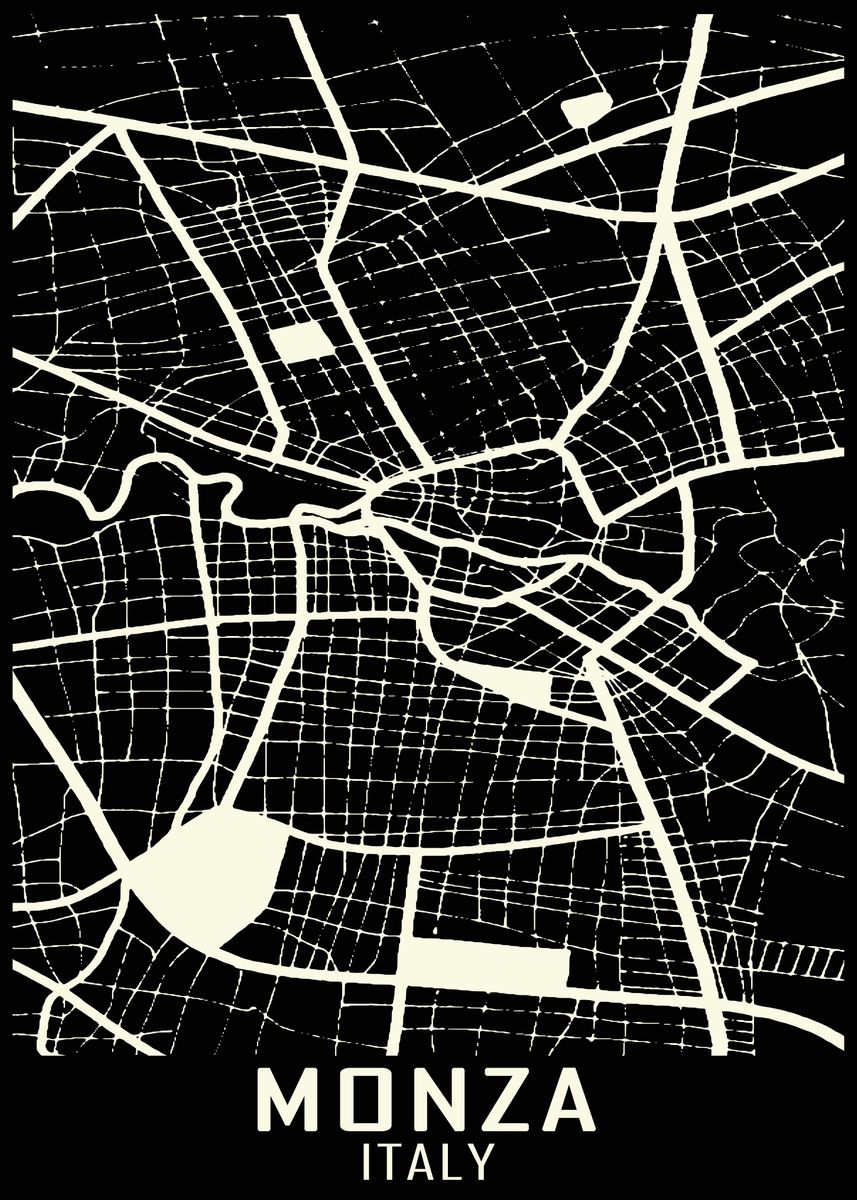 'Monza Italy City Map' Poster, picture, metal print, paint by ...