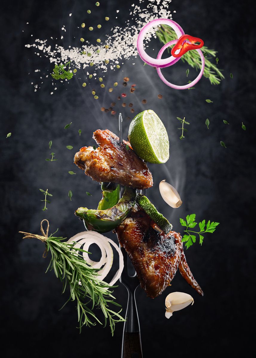 'Lime chicken wings' Poster by Stefan Merz | Displate