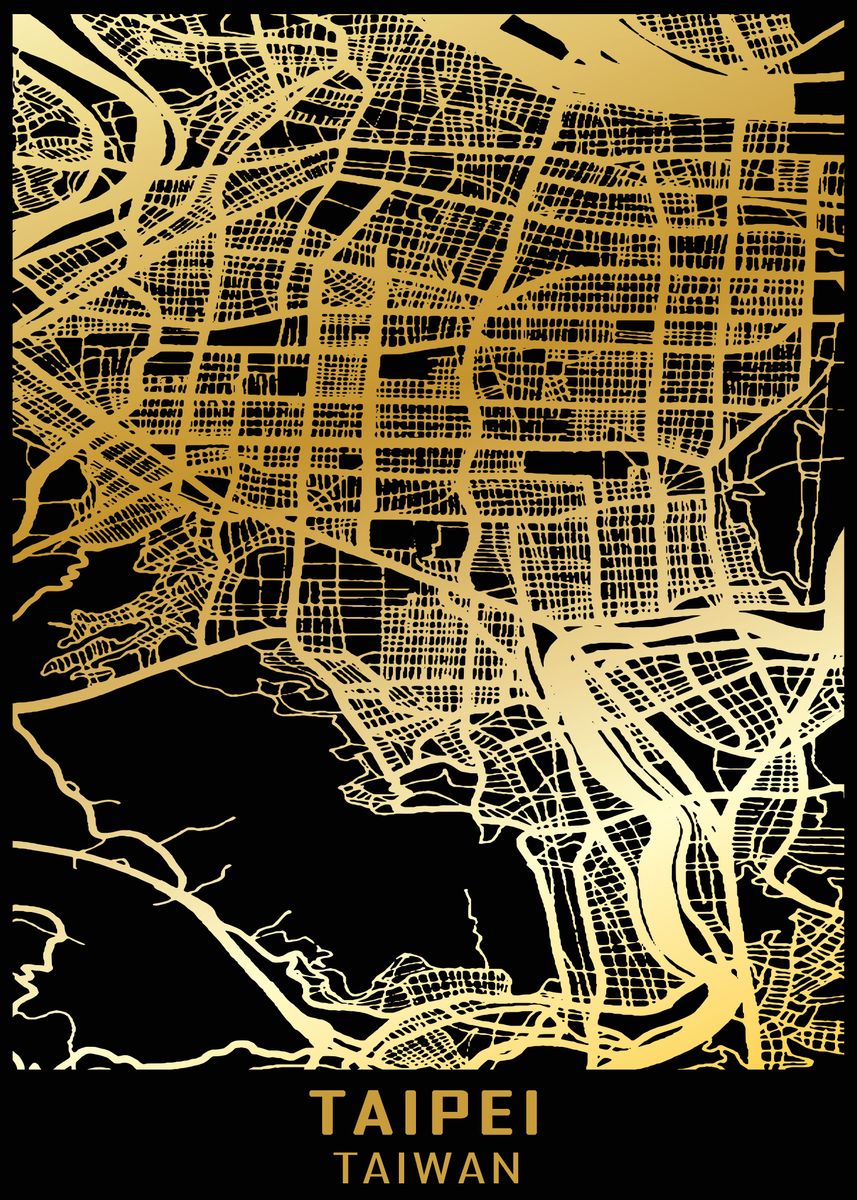 'Taipei Taiwan City Map' Poster, picture, metal print, paint by ...