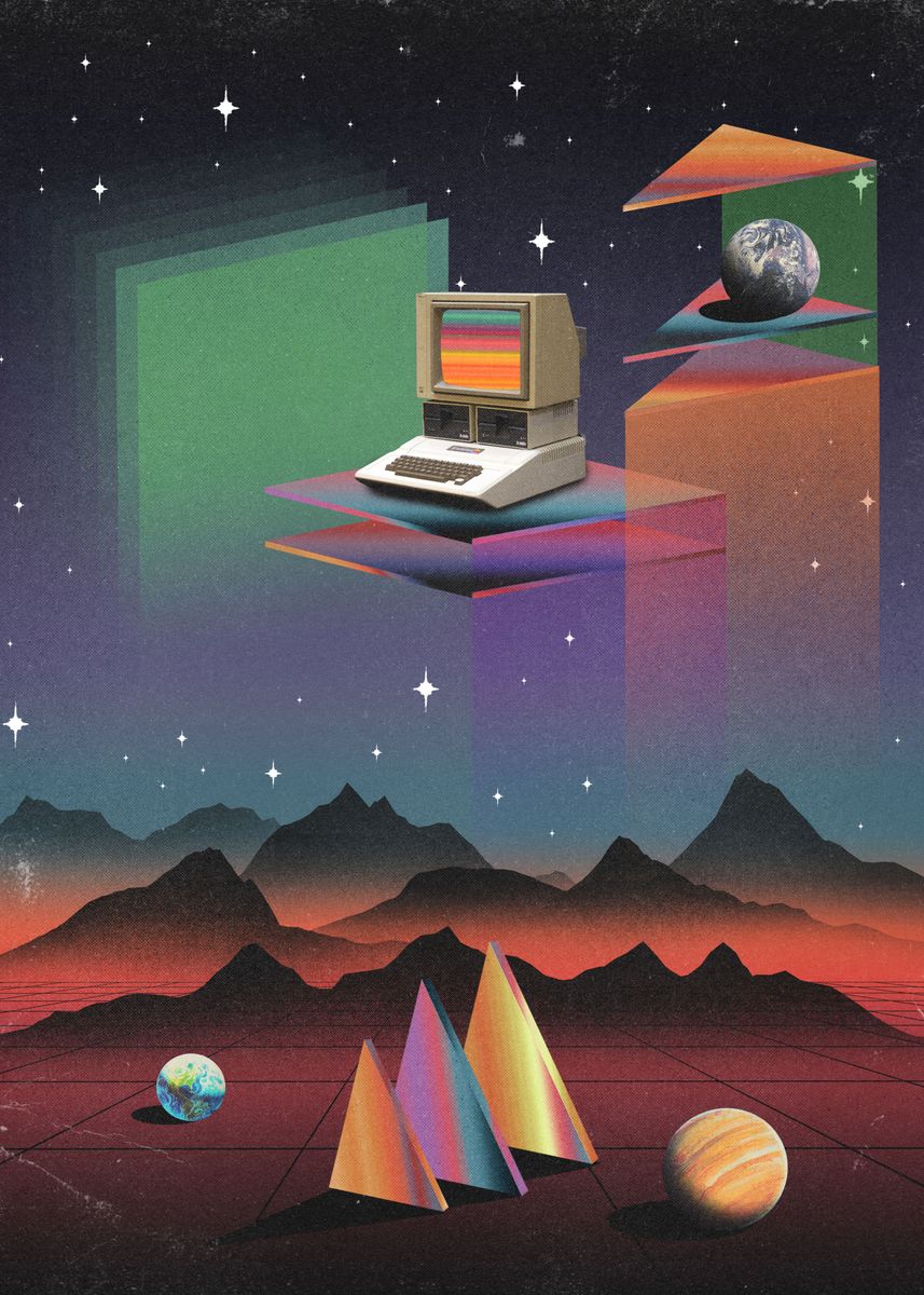 '80s CRT Computer' Poster, picture, metal print, paint by Nibera ...