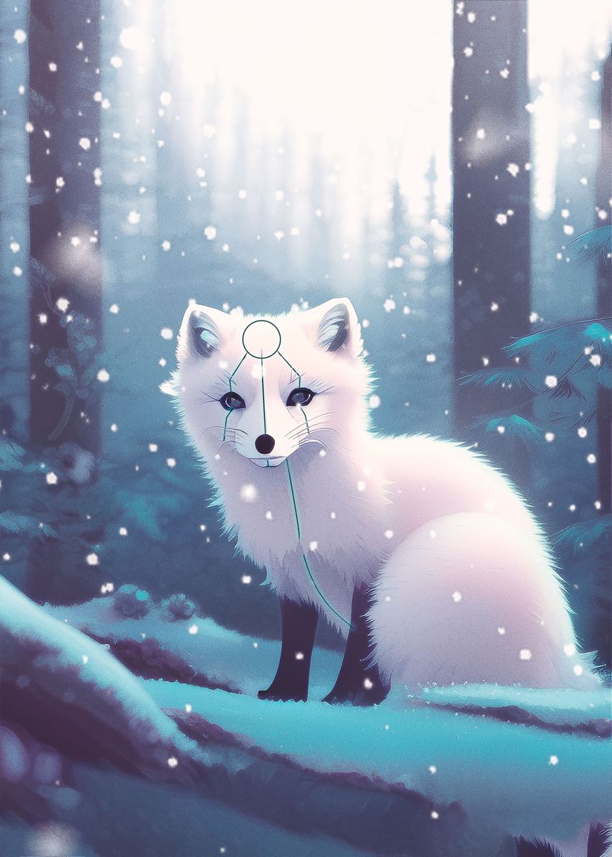 'Magical Snowfox' Poster, picture, metal print, paint by Kien Le | Displate