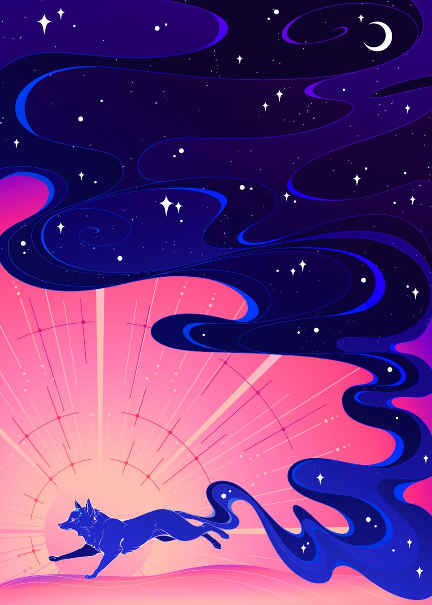 'Midnight Fox' Poster, picture, metal print, paint by Venetia Jackson ...