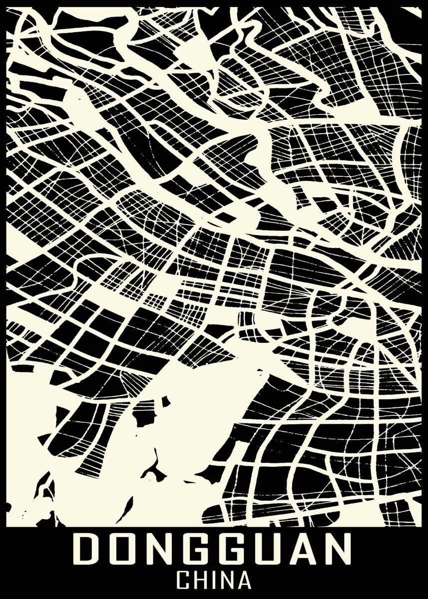 'Dongguan China City Map' Poster, picture, metal print, paint by ...