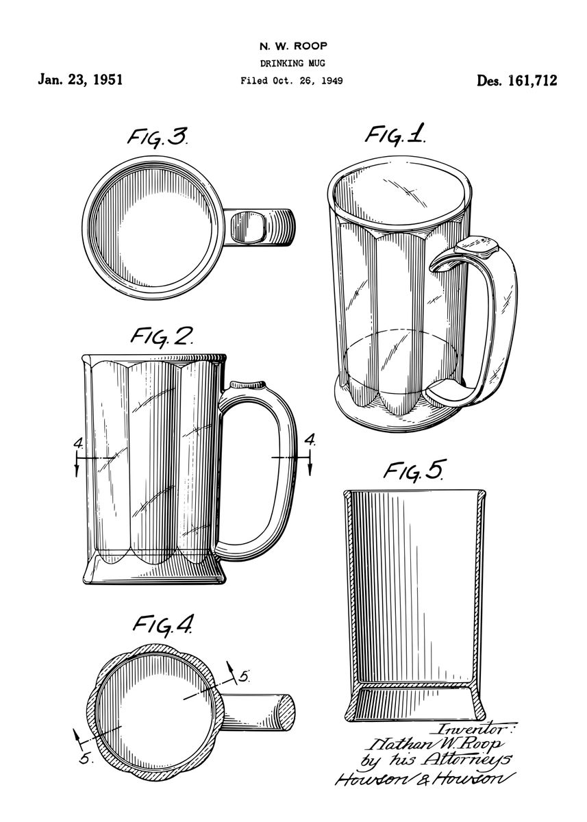 'Drinking mug patent ' Poster, picture, metal print, paint by RelDesign ...