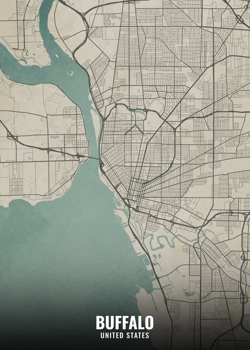 'Buffalo' Poster, picture, metal print, paint by Mr Penguin | Displate