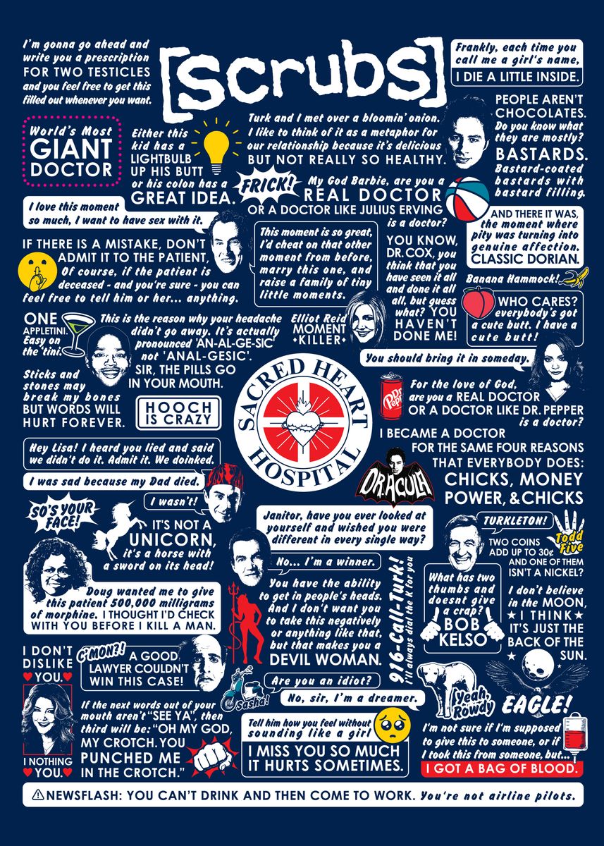 'Scrubs Quotes' Poster, picture, metal print, paint by huckblade | Displate