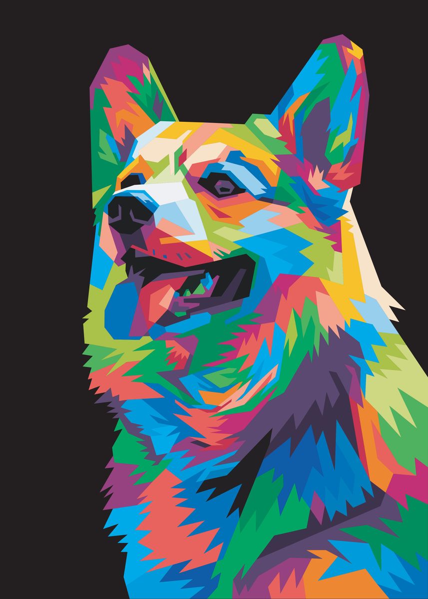 'Colorful welsh corgi' Poster, picture, metal print, paint by Le Duc ...