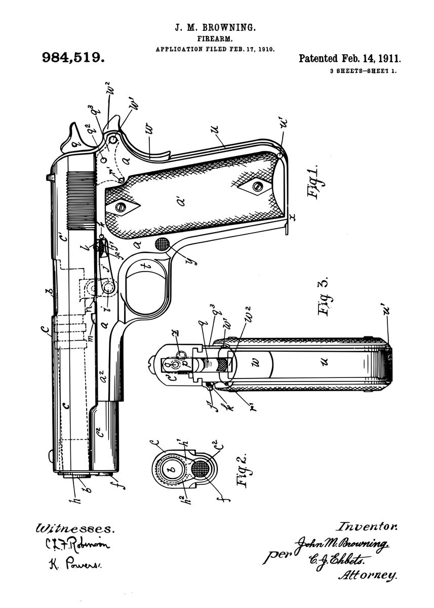 'Firearm patent 1' Poster, picture, metal print, paint by RelDesign ...