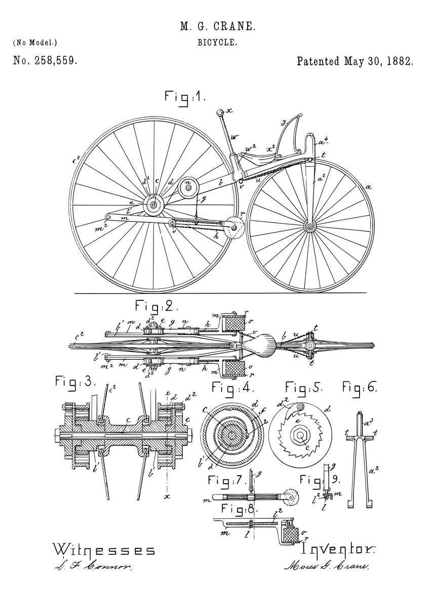 'Bicycle patent' Poster, picture, metal print, paint by RelDesign ...