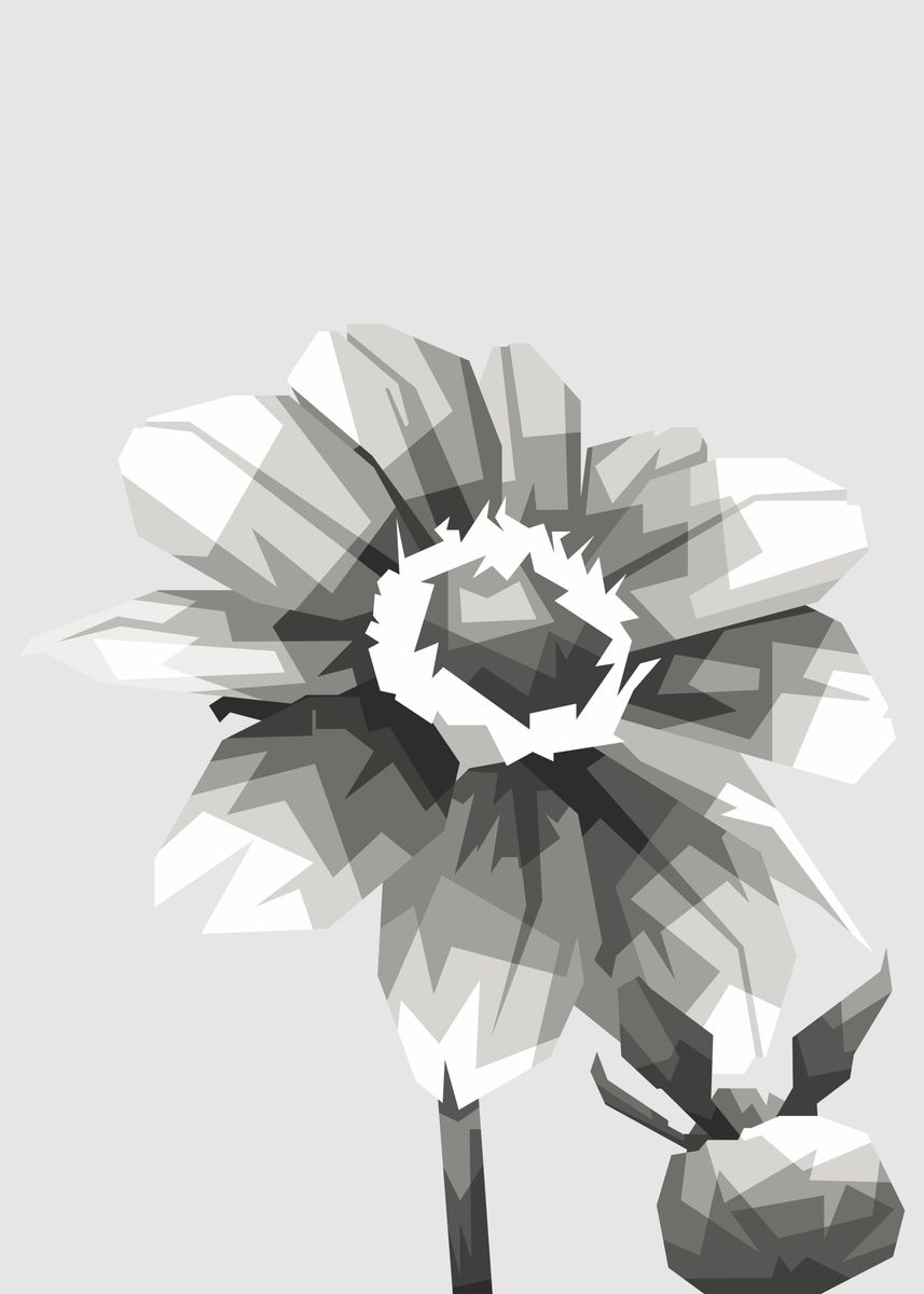 'Sun Flower Grayscale' Poster, picture, metal print, paint by Rizky Dwi ...