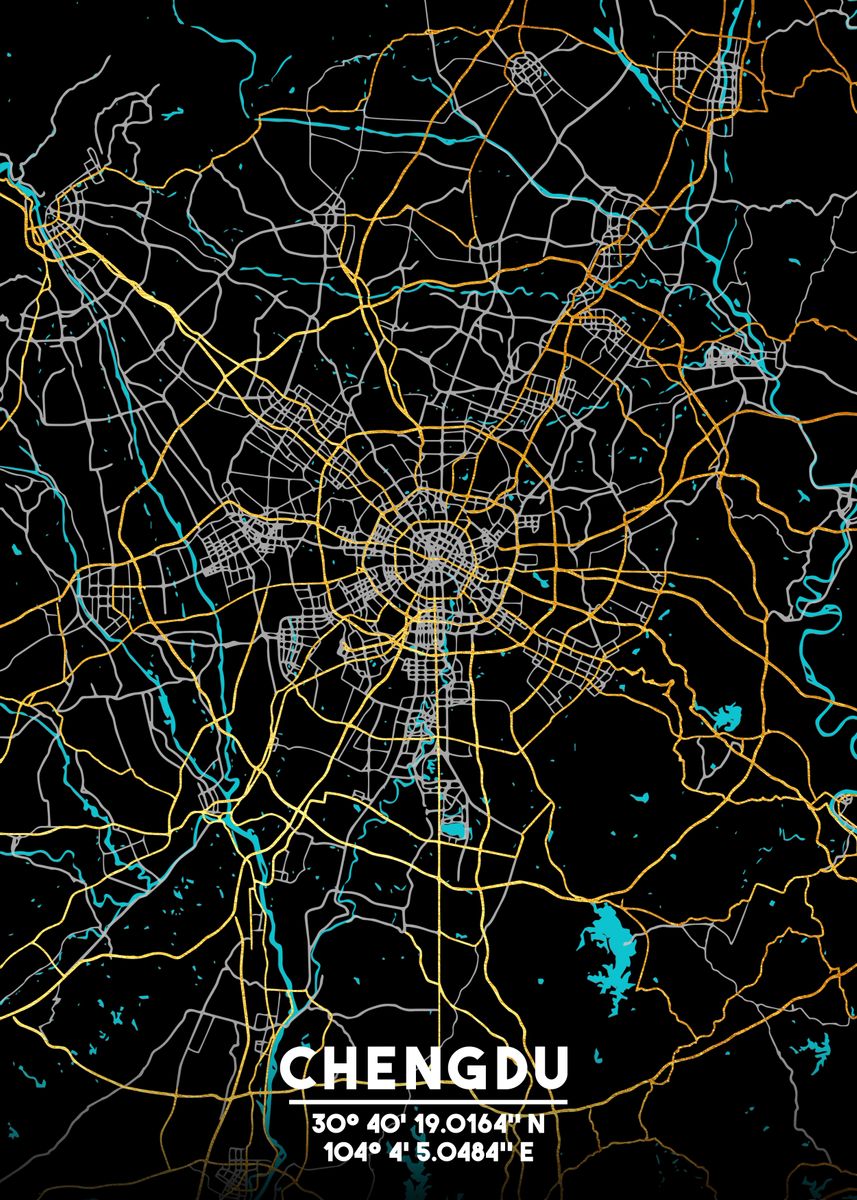 'Chengdu Sichuan China' Poster, picture, metal print, paint by ...