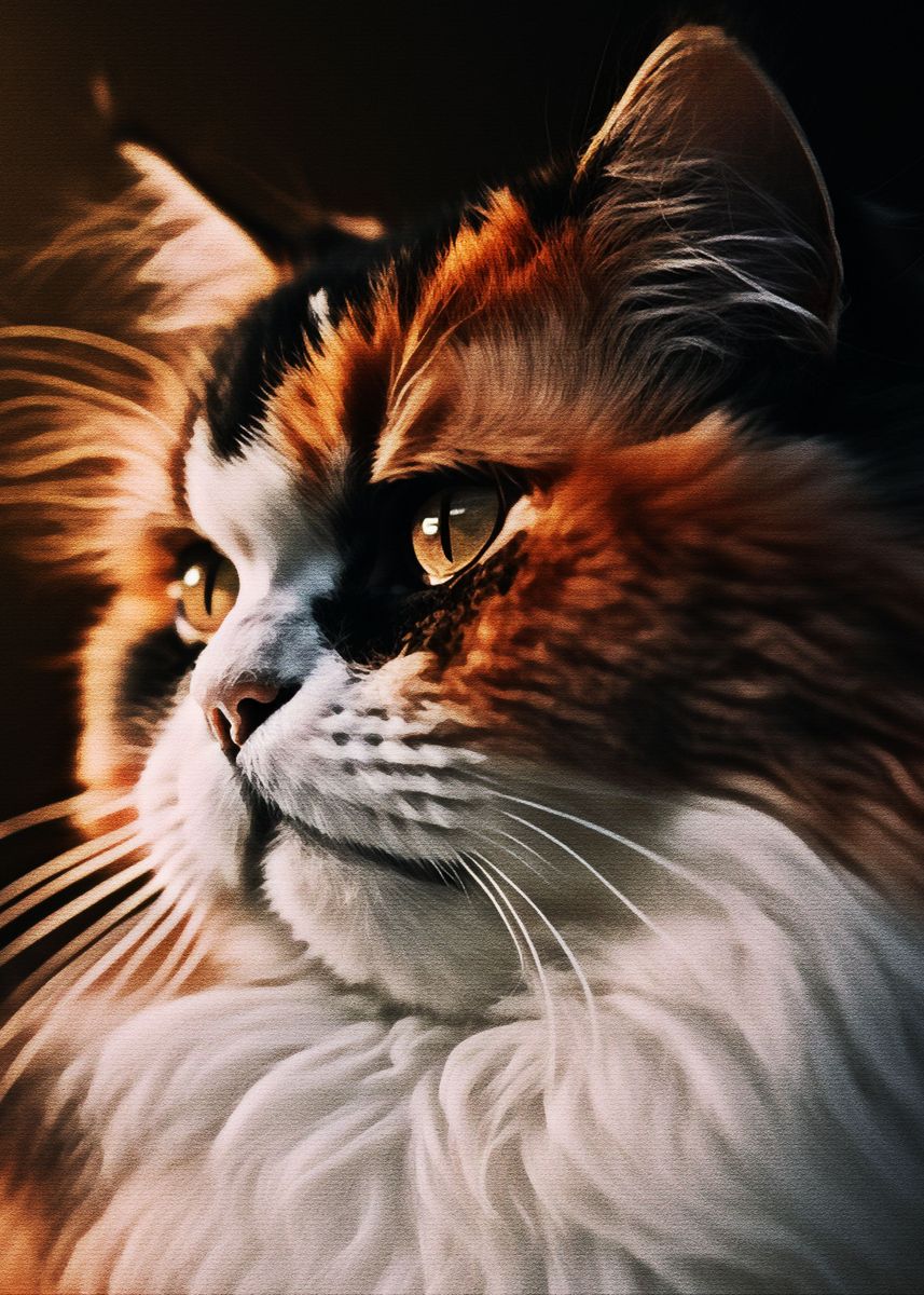 'Cute Cat' Poster, picture, metal print, paint by Muh Asdar | Displate