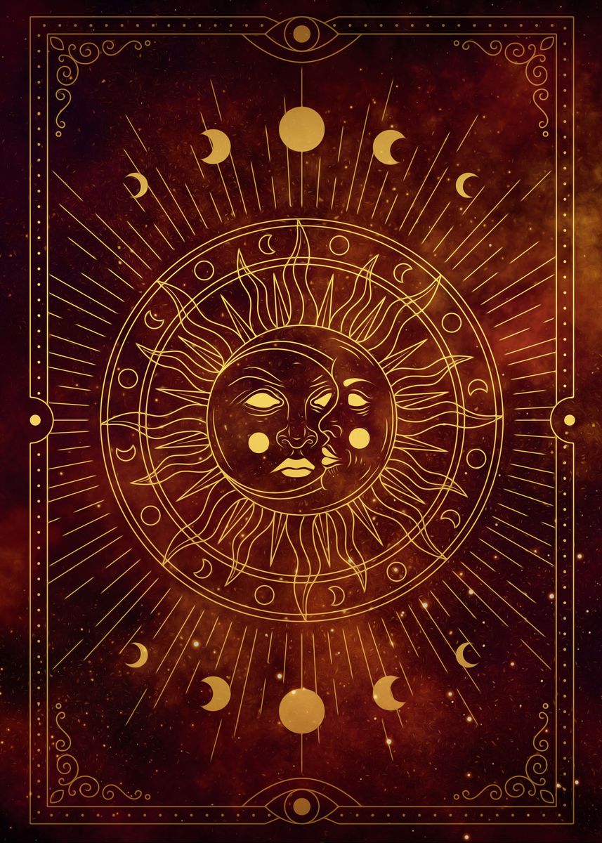 'Sun and moon face card II' Poster by Michael Landsberger | Displate