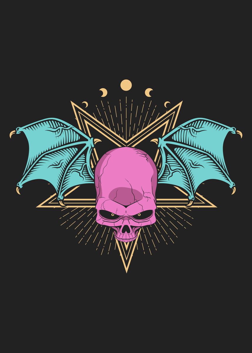 'Gothic Skull Pastel Goth' Poster, picture, metal print, paint by ...
