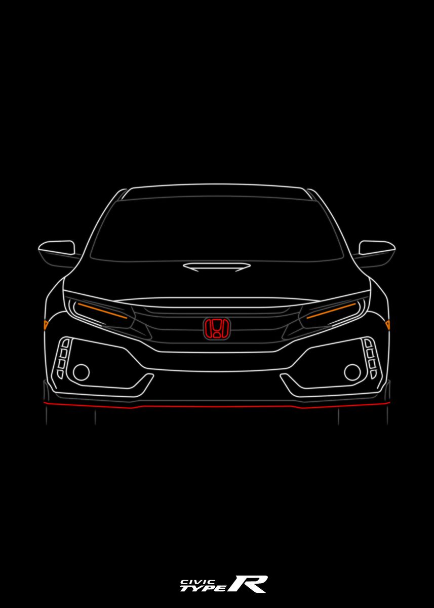'civic type R' Poster, picture, metal print, paint by pxlsm studio ...