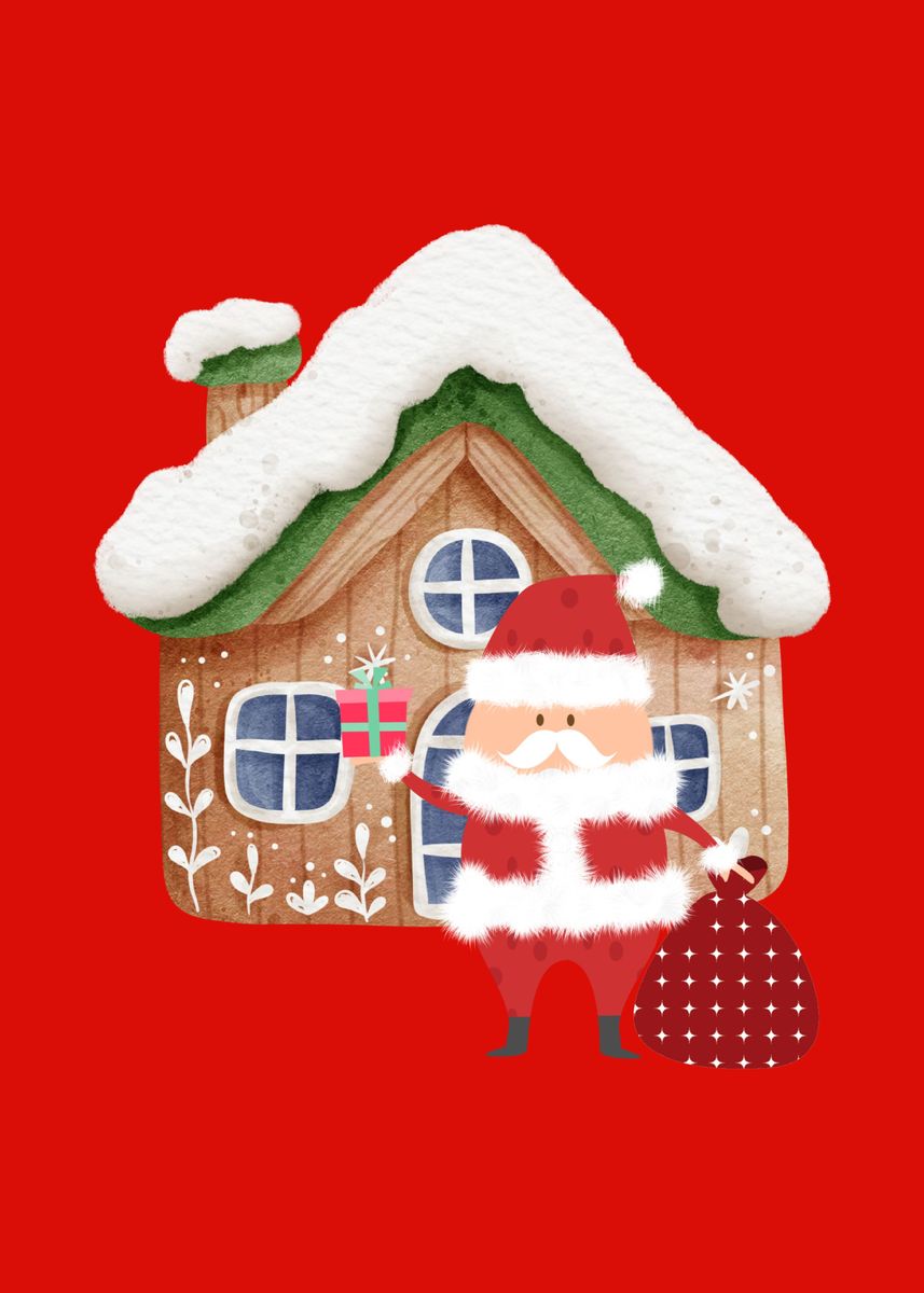 'Santa Give a Present' Poster, picture, metal print, paint by Oizy ...