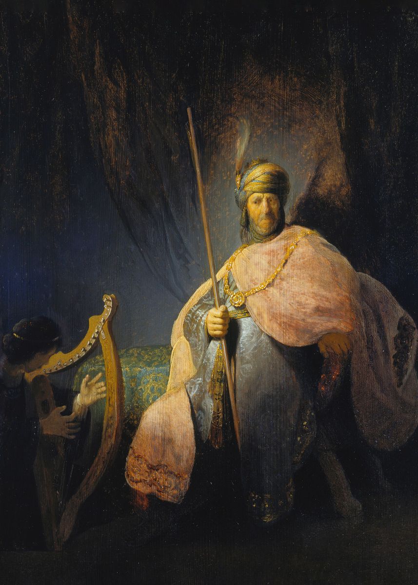 'David Playing the Harp' Poster, picture, metal print, paint by ...