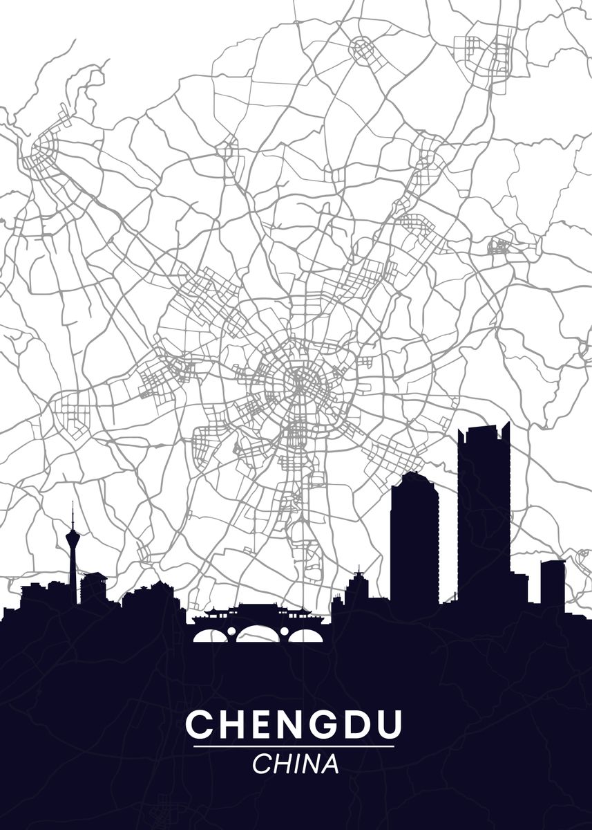 'Chengdu Sichuan China' Poster, picture, metal print, paint by Urrutia ...