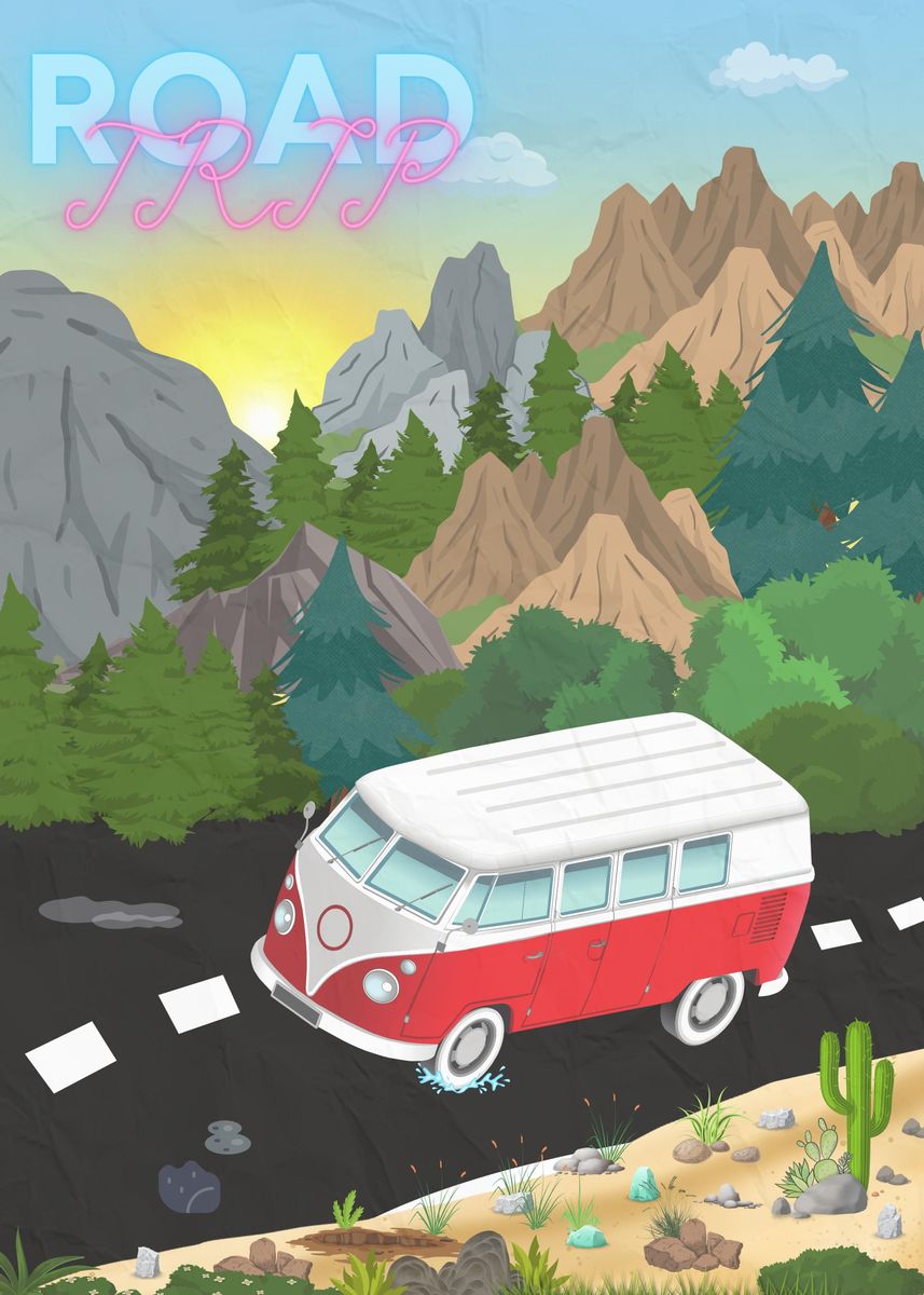 'Volkswagen Road Trip' Poster, picture, metal print, paint by spartanz ...