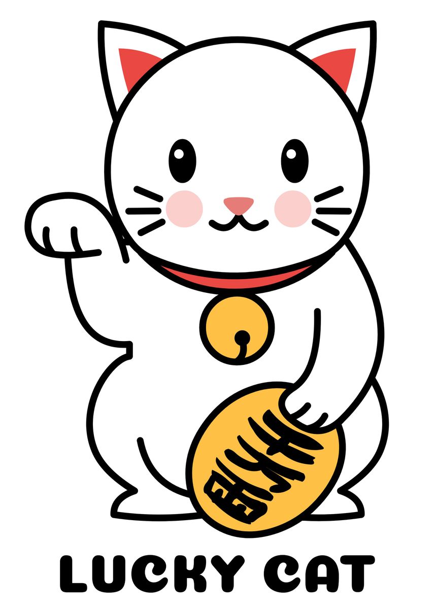'Japanese lucky Cat' Poster, picture, metal print, paint by Max Ronn ...