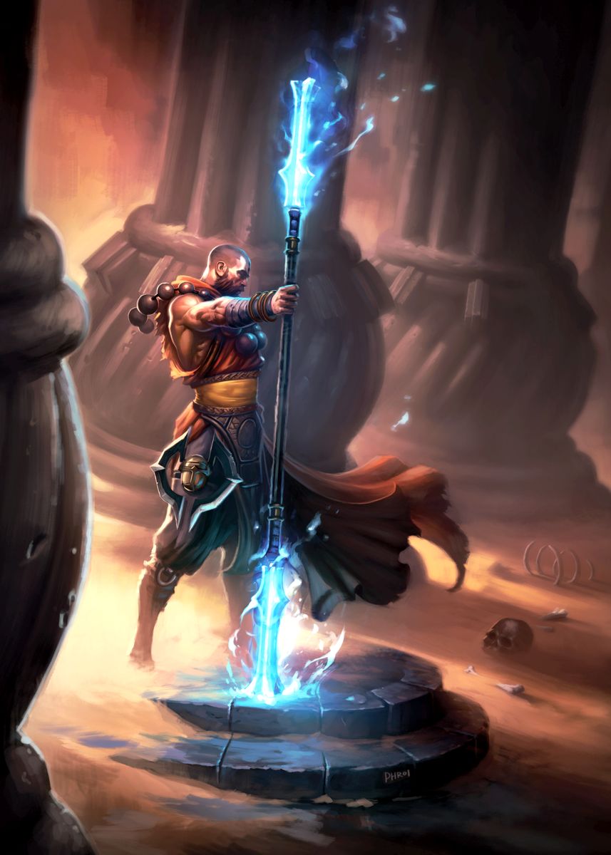 'Monk Magic' Poster, picture, metal print, paint by Diablo | Displate