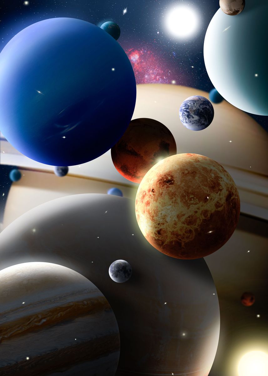 'Space Planets' Poster, picture, metal print, paint by Miguel Russi ...