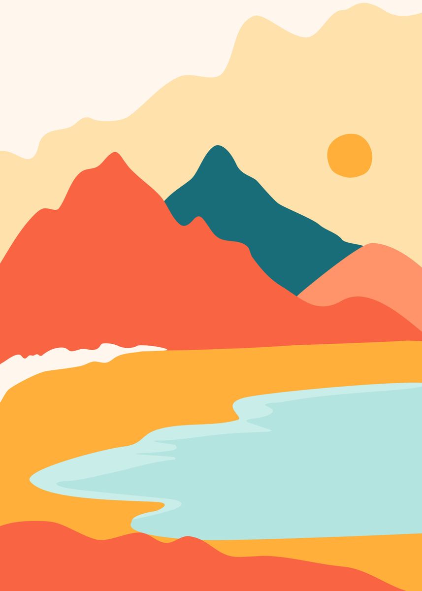 'Colorful beach landscape' Poster by Human Shadow | Displate