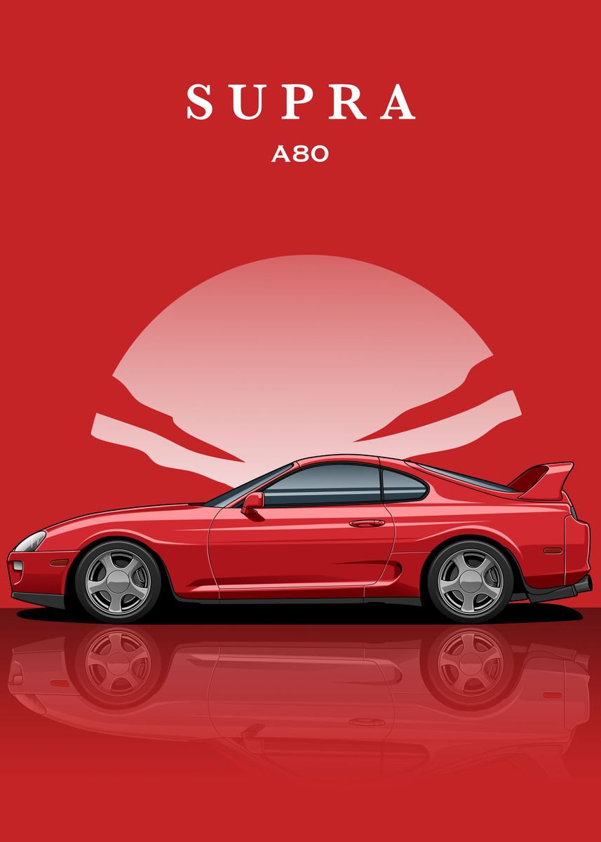 'Toyota Supra A80' Poster, picture, metal print, paint by Deeo | Displate