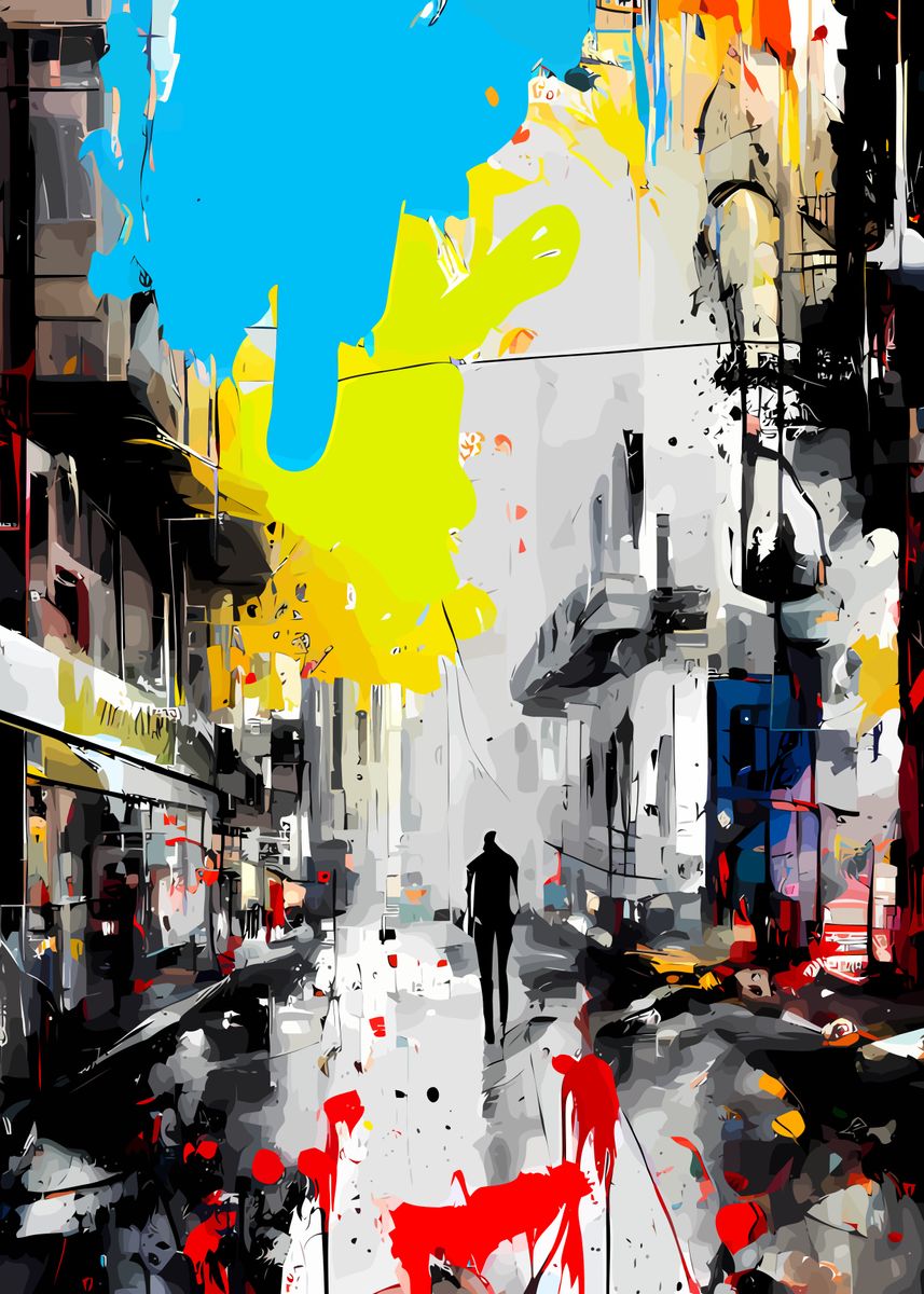 'Athens Street Scene' Poster, picture, metal print, paint by Prawny ...