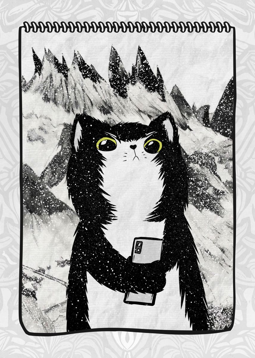 'Cats and Mountains Hike' Poster, picture, metal print, paint by Ilya ...