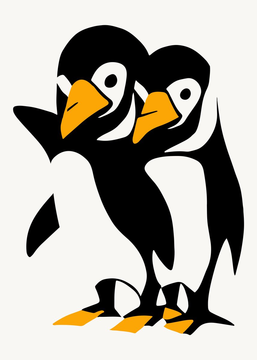 'Hugging Penguins' Poster, picture, metal print, paint by ...