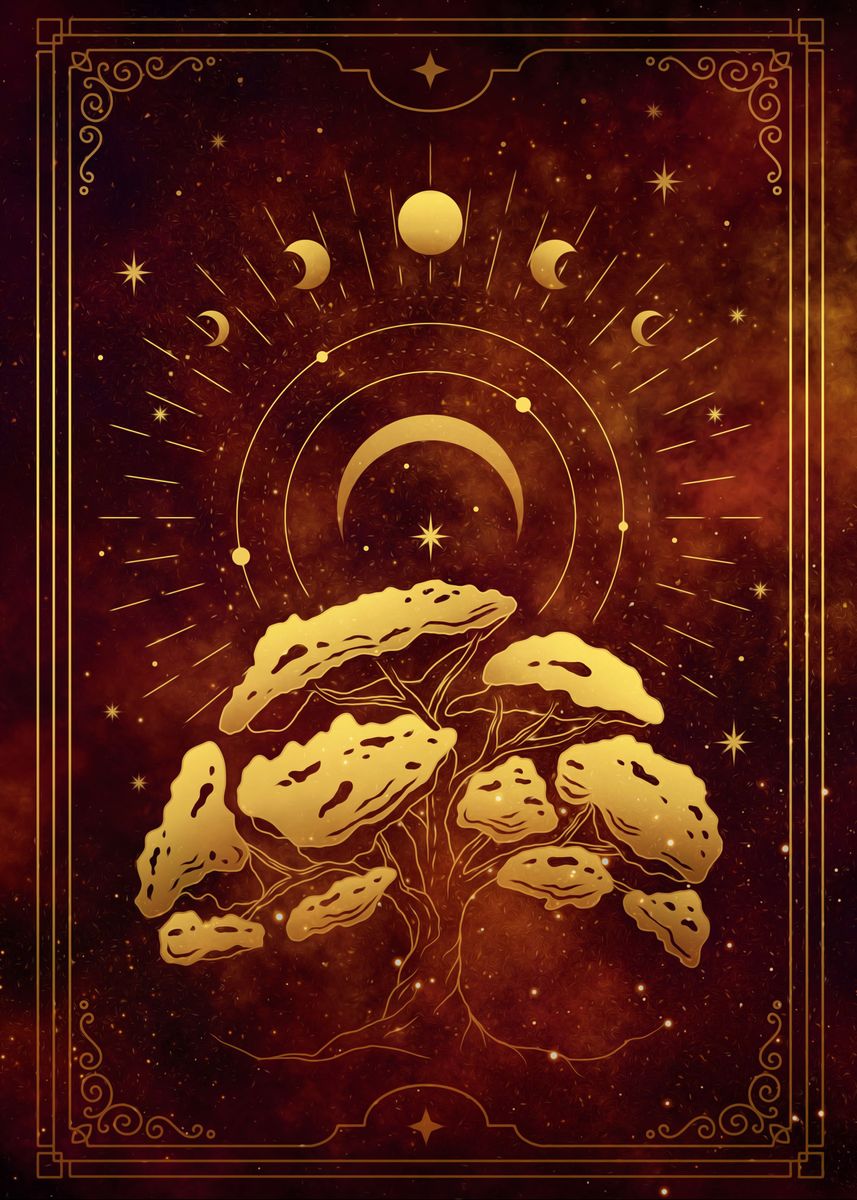 'Tree of life with moon' Poster by Michael Landsberger | Displate