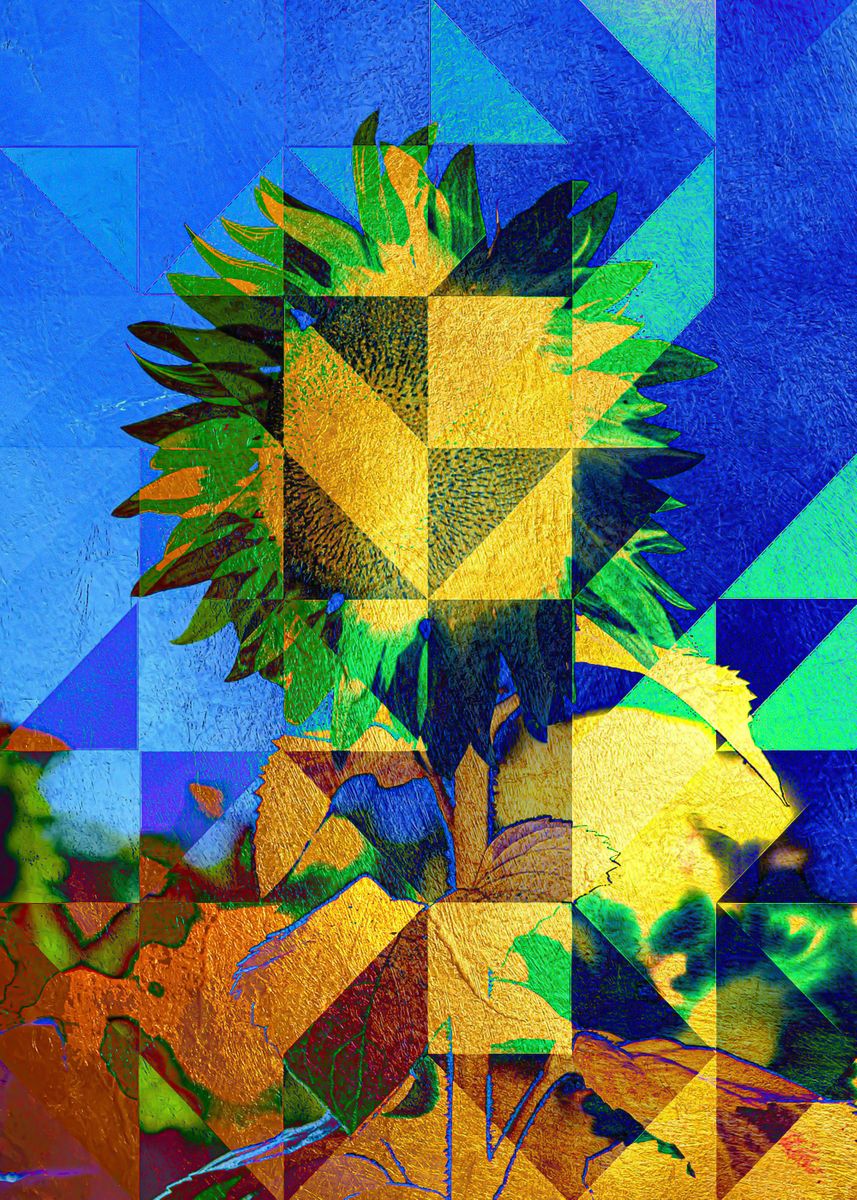 'Geometric Sunflower' Poster, picture, metal print, paint by ...
