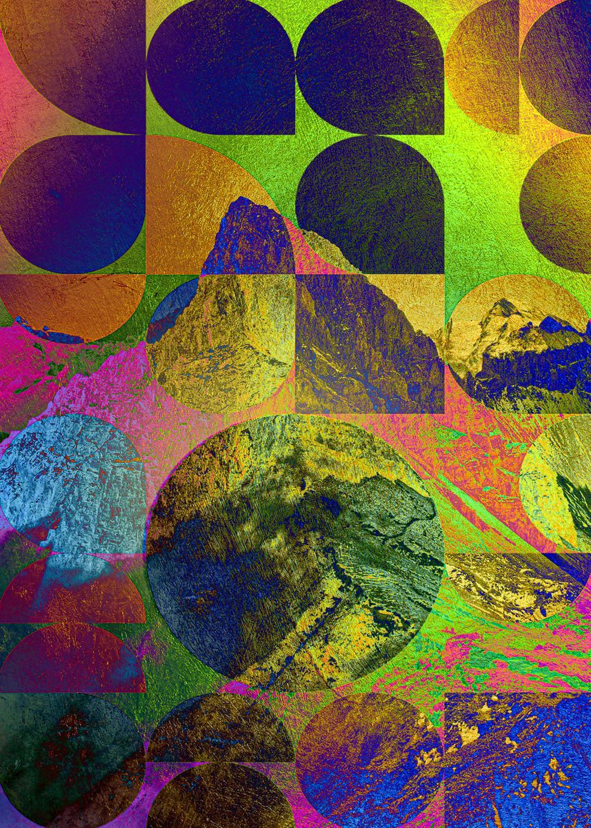 'Geometric Mountain' Poster, picture, metal print, paint by ...