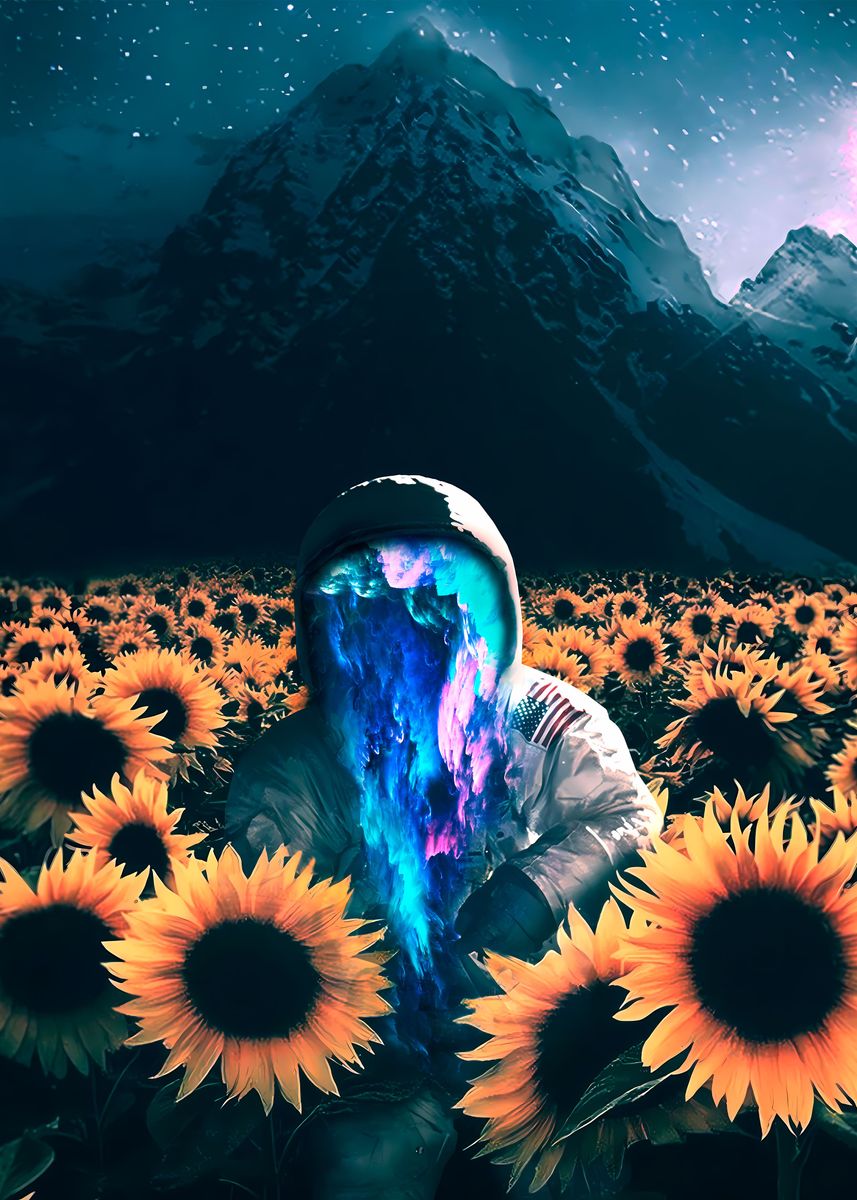 'Astronaut Sunflower Garden' Poster by Lunaxys Artwork | Displate
